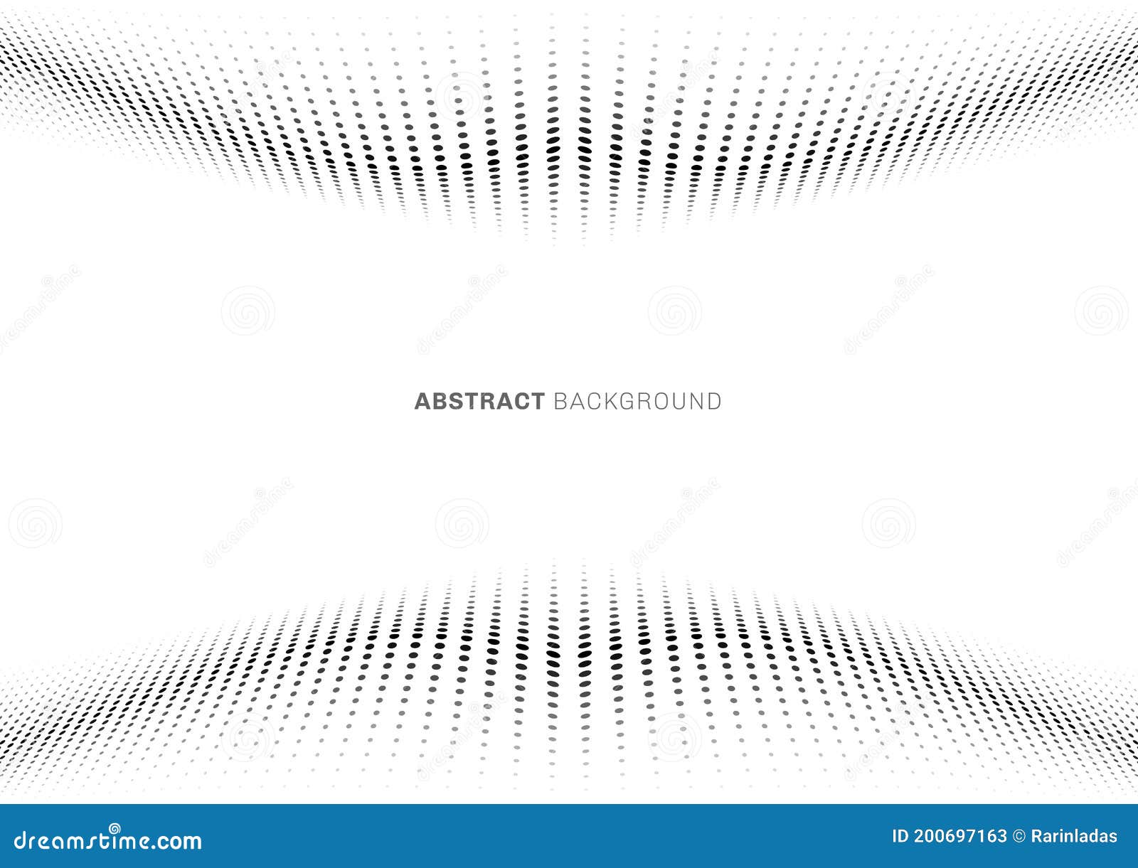 Abstract Black Dot Wave Pattern Halftone Style Perspective on White ...