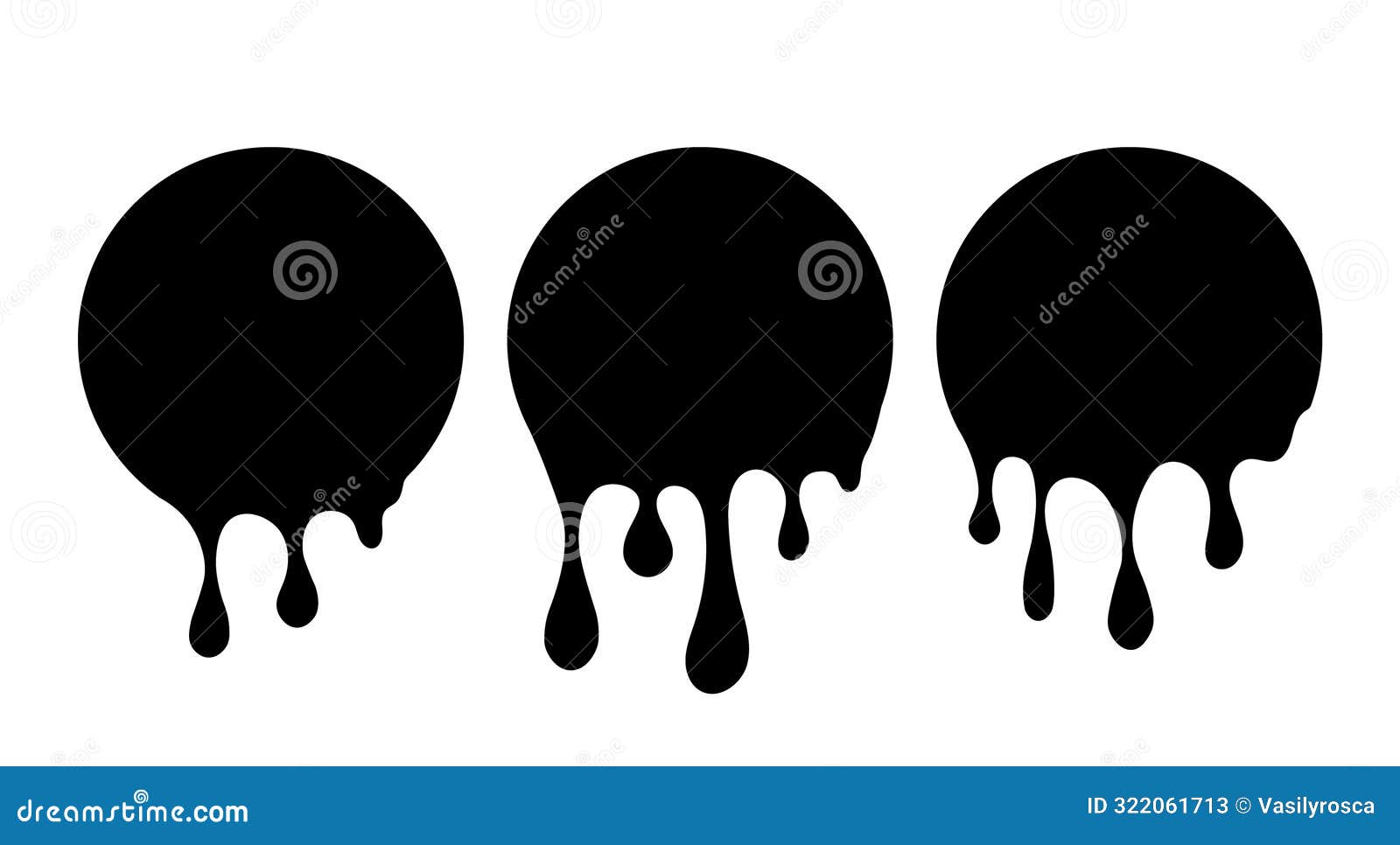 Abstract Black Dripping Circles. Minimalist Design Featuring Three Bold ...