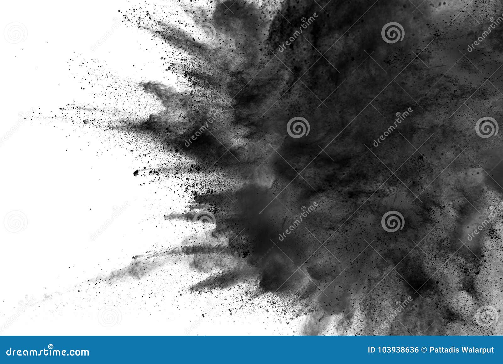 Abstract Black Dust Explosion on White Background. Stock Photo - Image ...