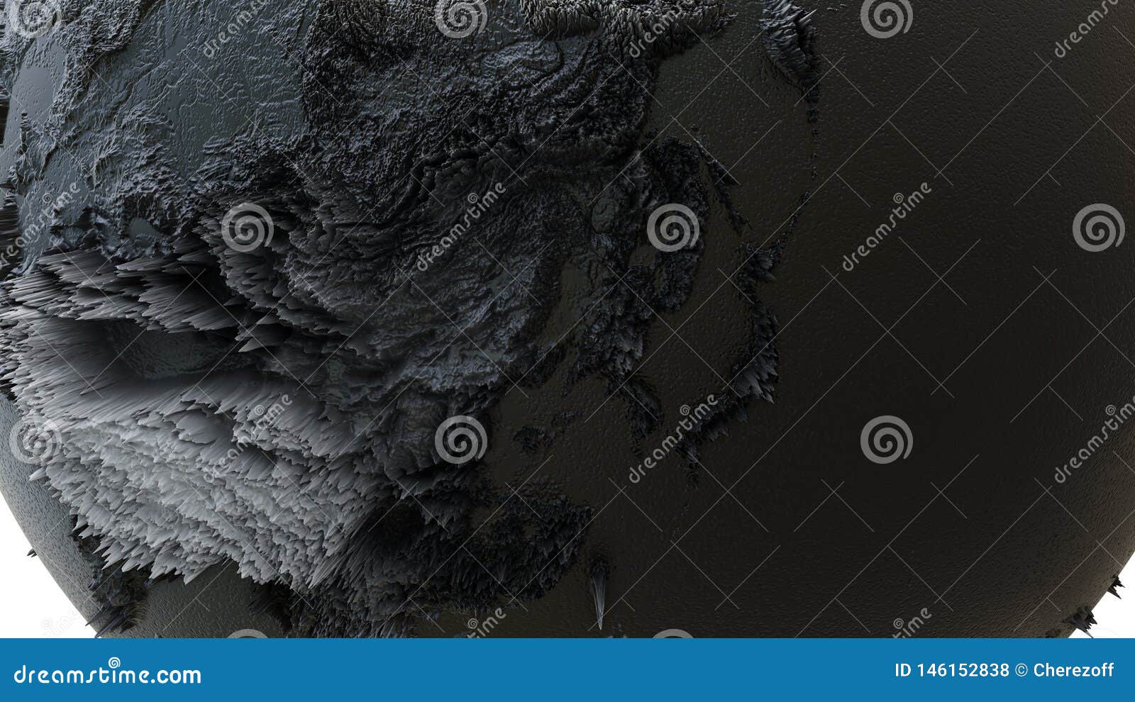 Abstract Black Earth Globe, Continets Extruded or Displacement Stock ...