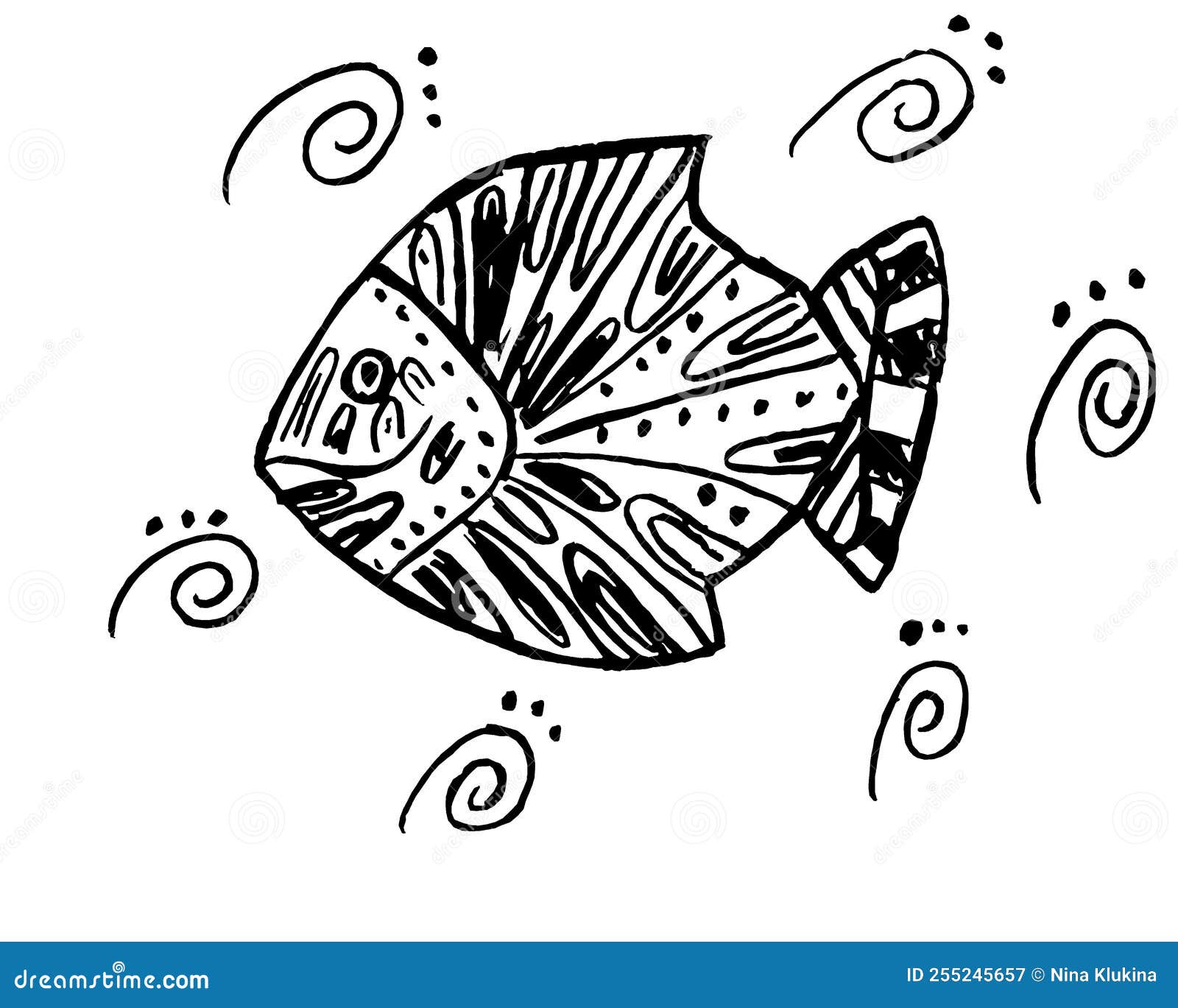 Abstract Black Fish on a White Background Stock Illustration ...