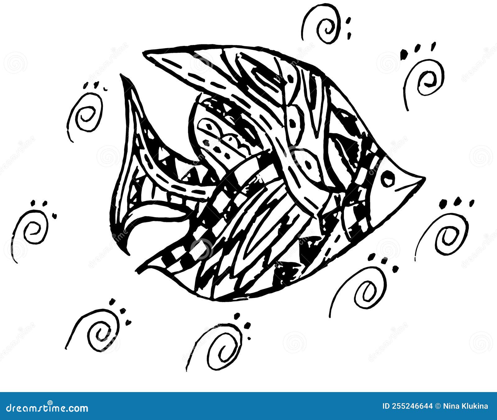 Abstract Black Fish on a White Background Stock Illustration ...