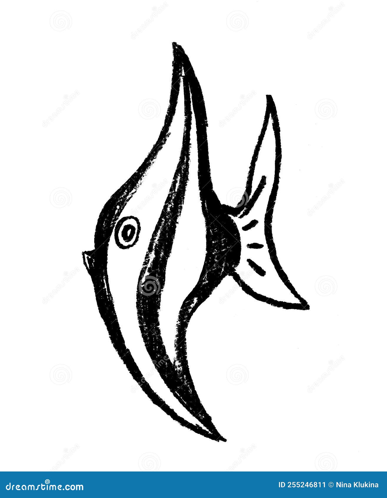Abstract Black Fish on a White Background Stock Illustration ...