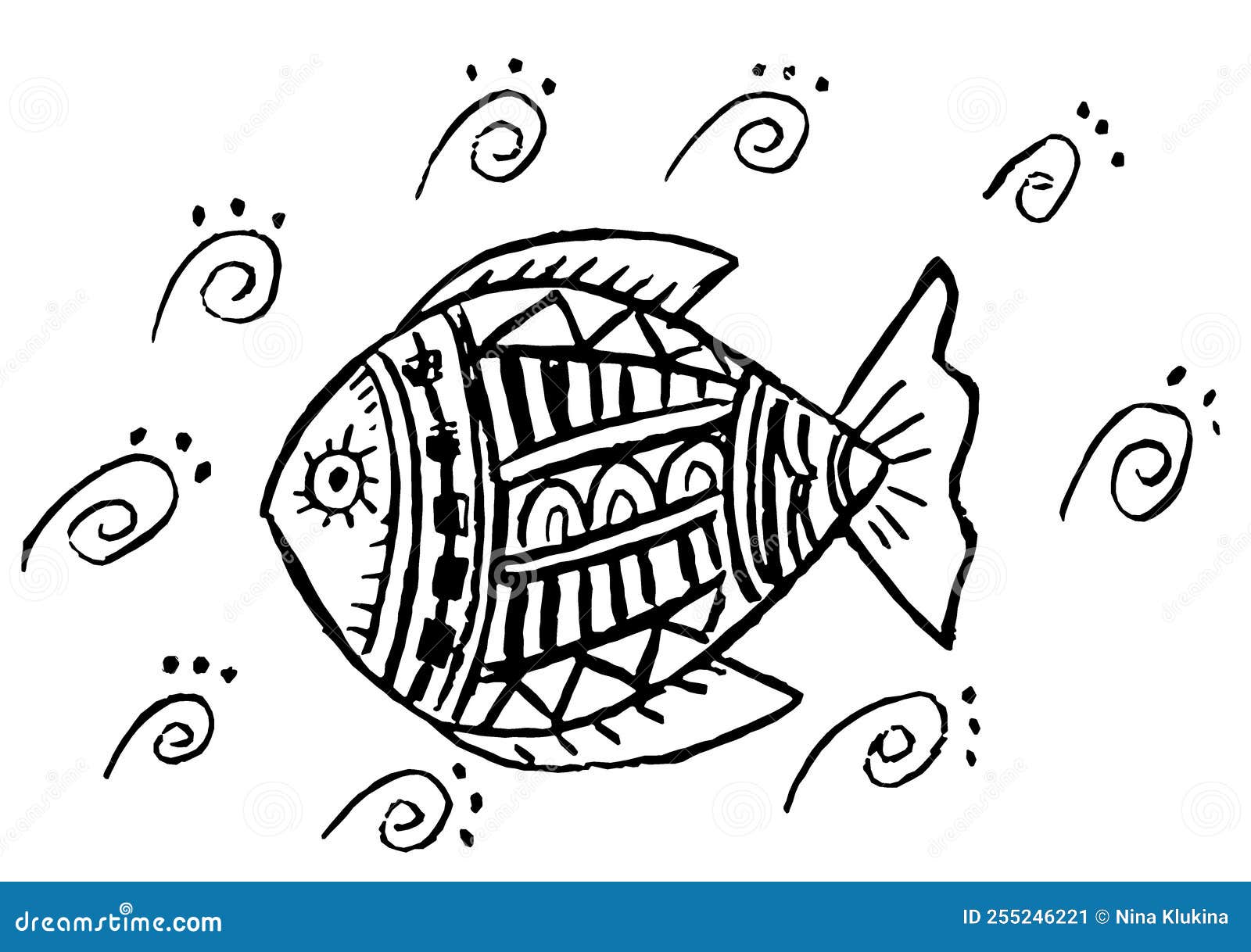 Abstract Black Fish on a White Background Stock Illustration ...
