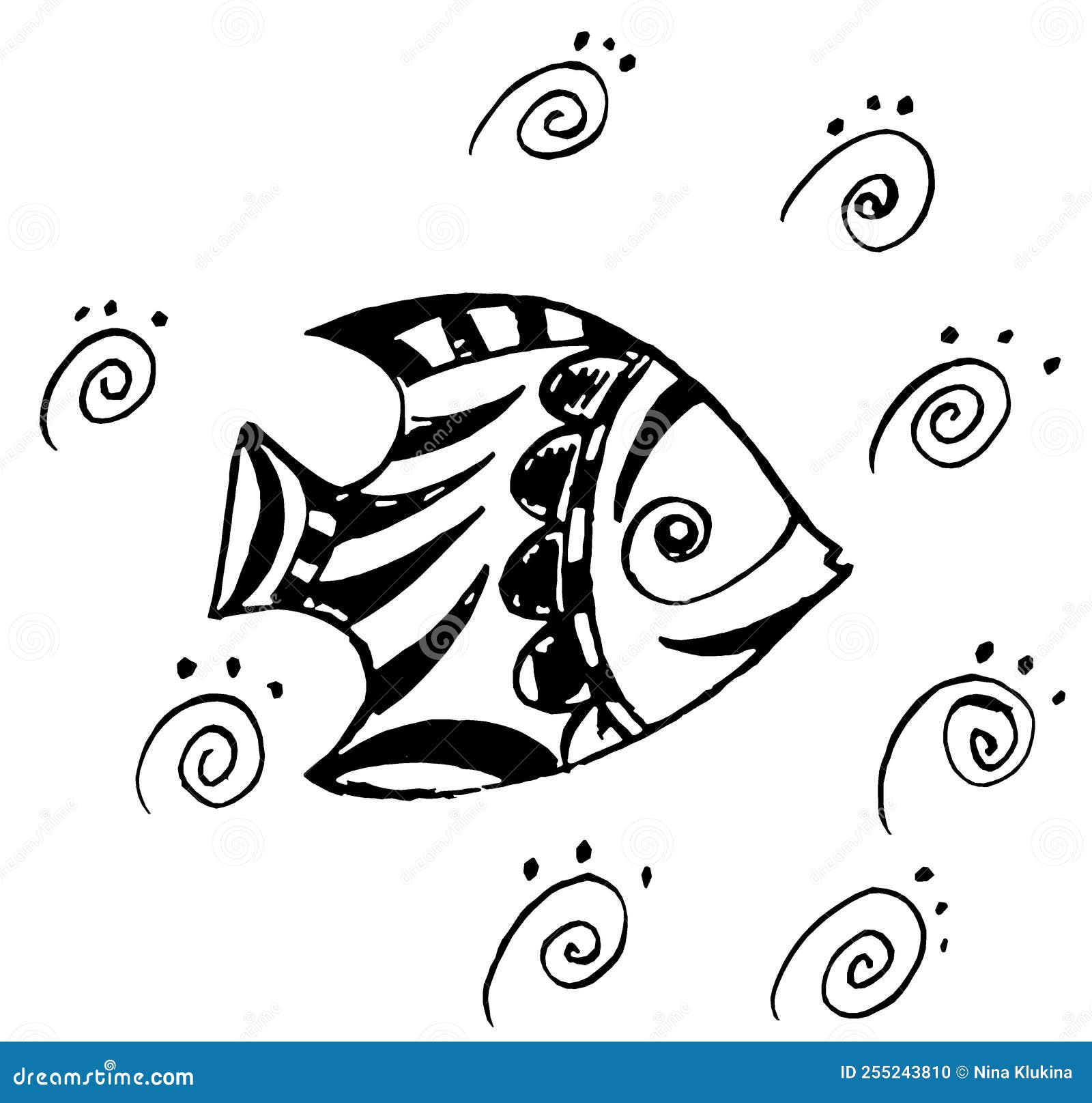 Abstract Black Fish on a White Background Stock Illustration ...