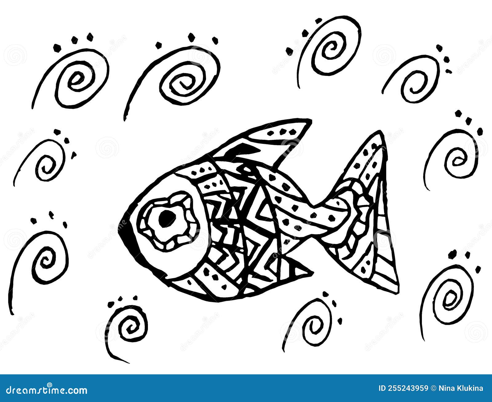 Abstract Black Fish on a White Background Stock Illustration ...