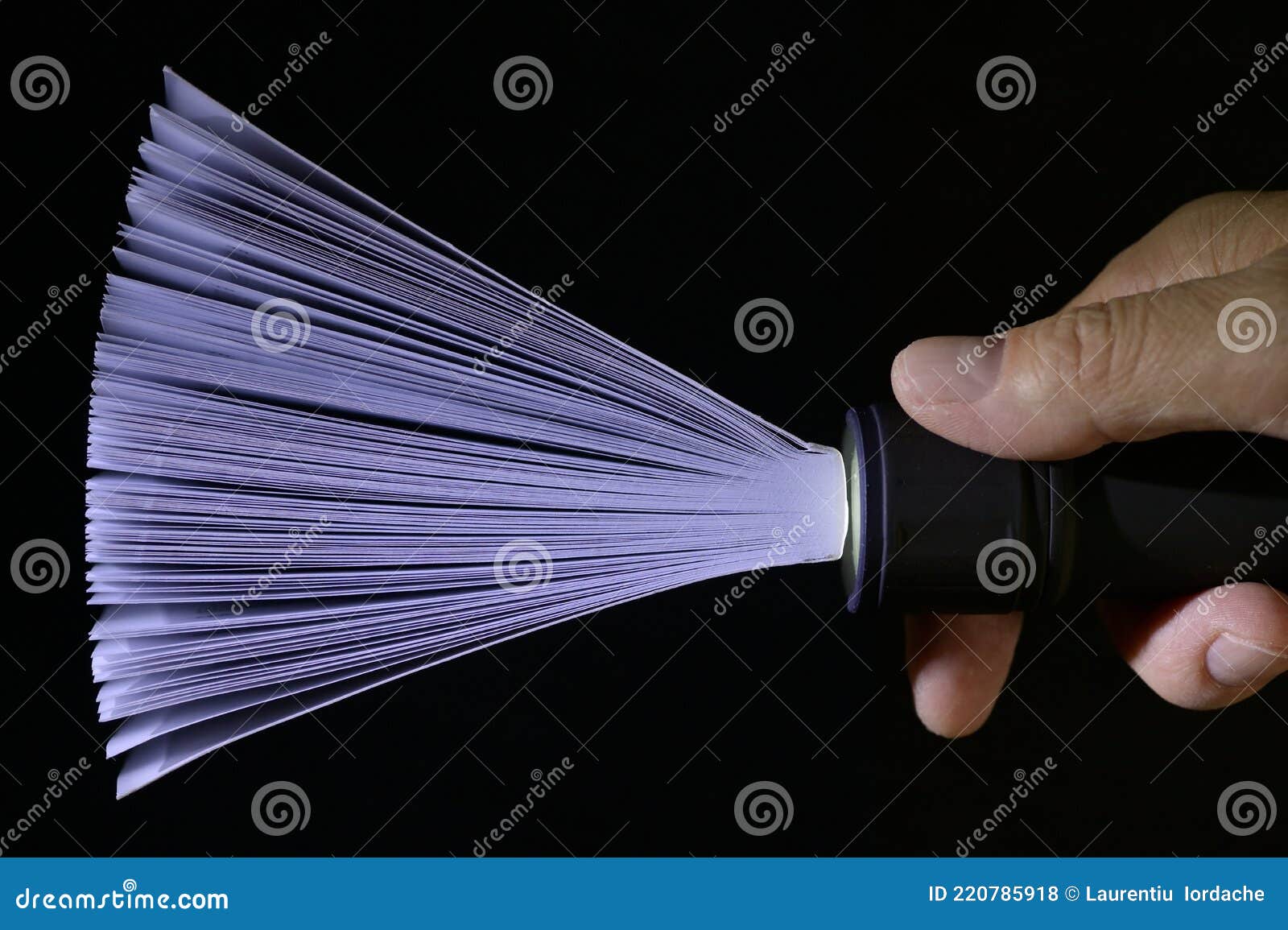 Abstract Black Flashlight and Spotlight from Book Stock Photo - Image ...