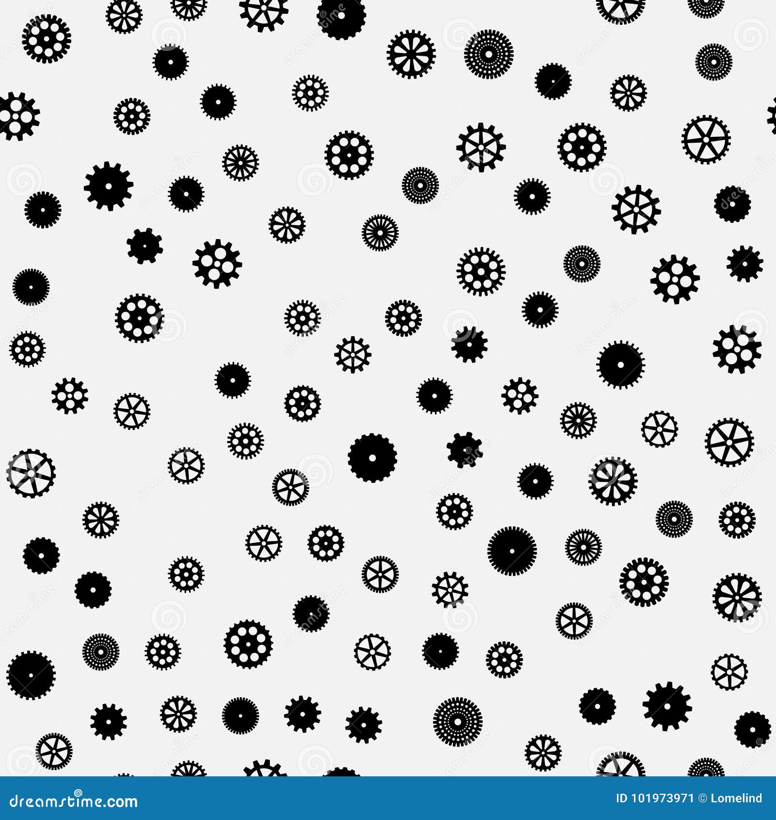 Vector Black Flat Gears Seamless Pattern Stock Illustration ...