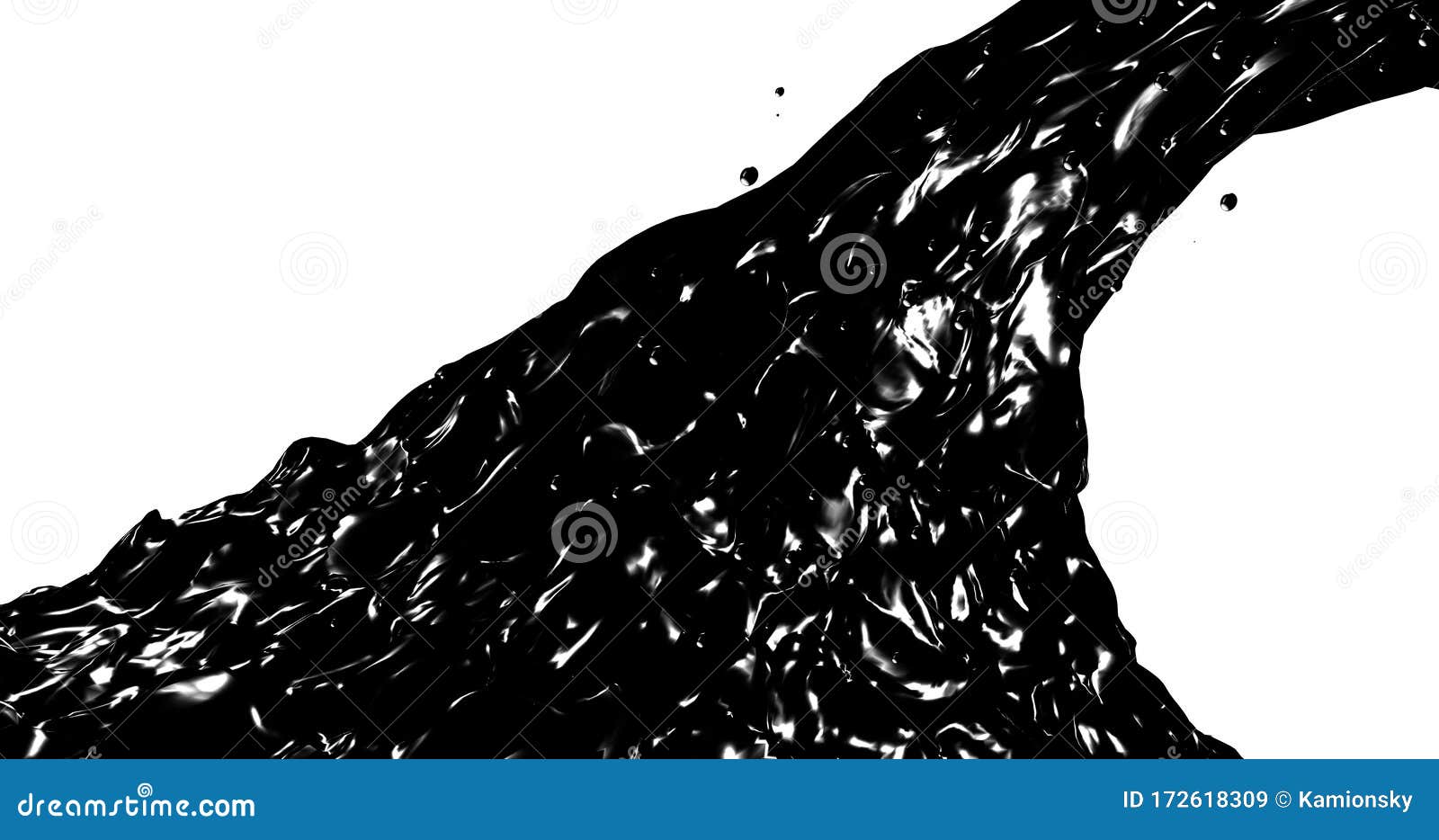 Abstract Black Flow . Oil Fluid Texture. 3D Rendering Stock ...