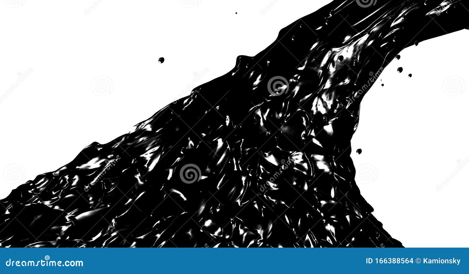 Abstract Black Flow . Oil Fluid Texture. 3D Rendering Stock ...