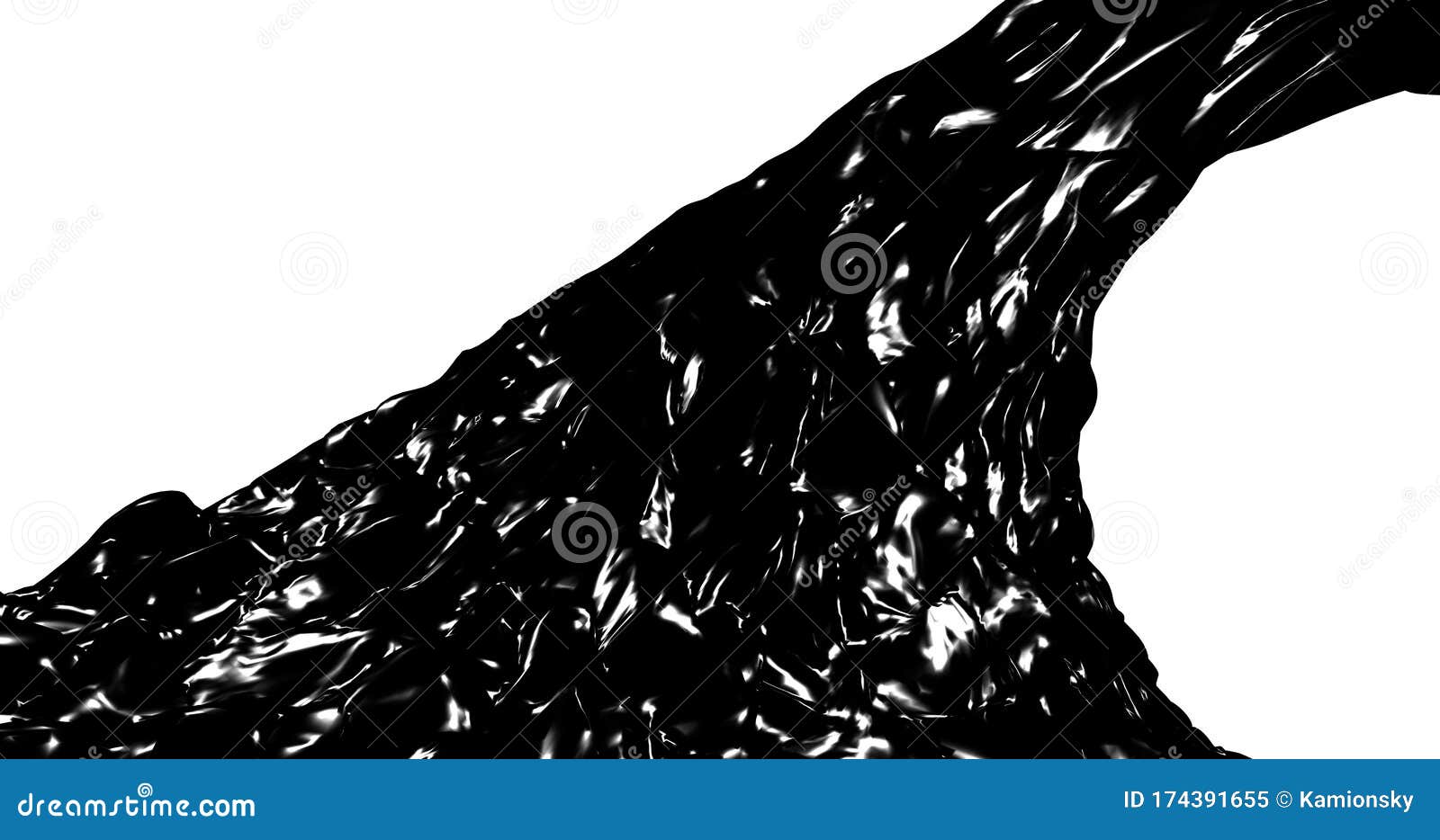 Abstract Black Flow . Oil Fluid Texture. 3D Rendering Stock ...