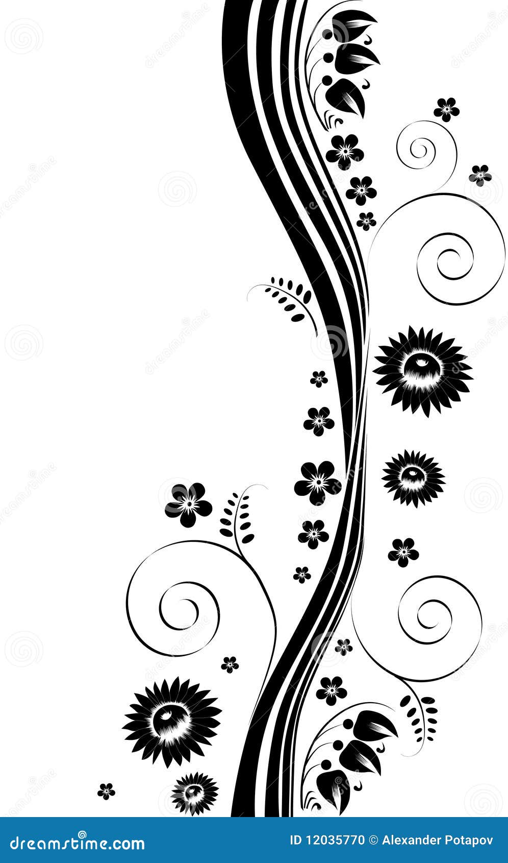 Abstract Black Flower Decoration Stock Vector - Illustration of stem ...