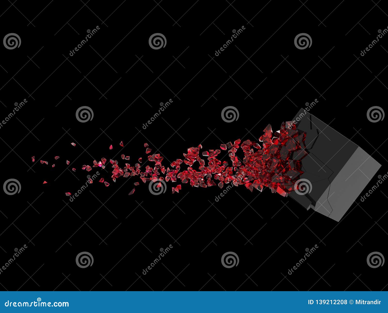 Abstract Black Geo Cube Shattering into Red Glass Stock Illustration ...