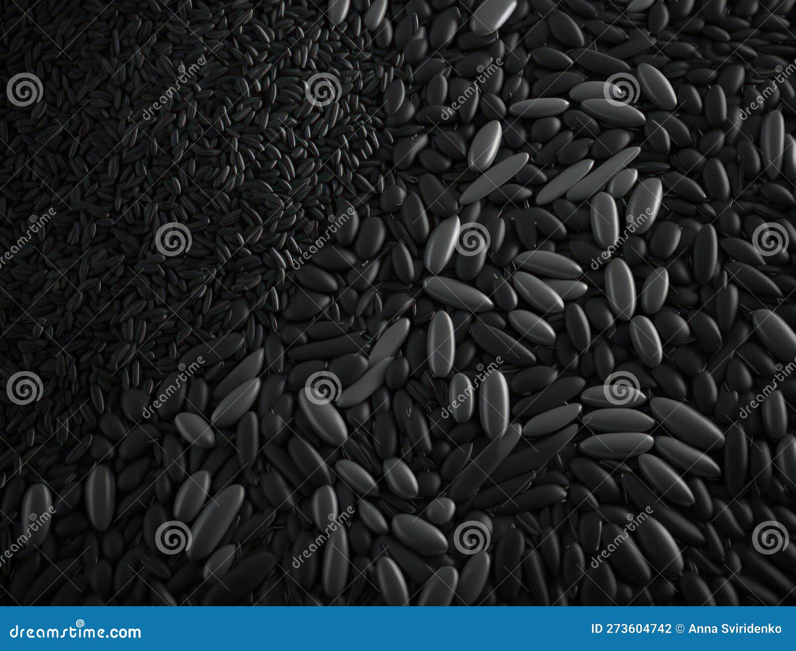 Abstract Black Geometric Background Various Rice Seed Shapes Flat Lay ...