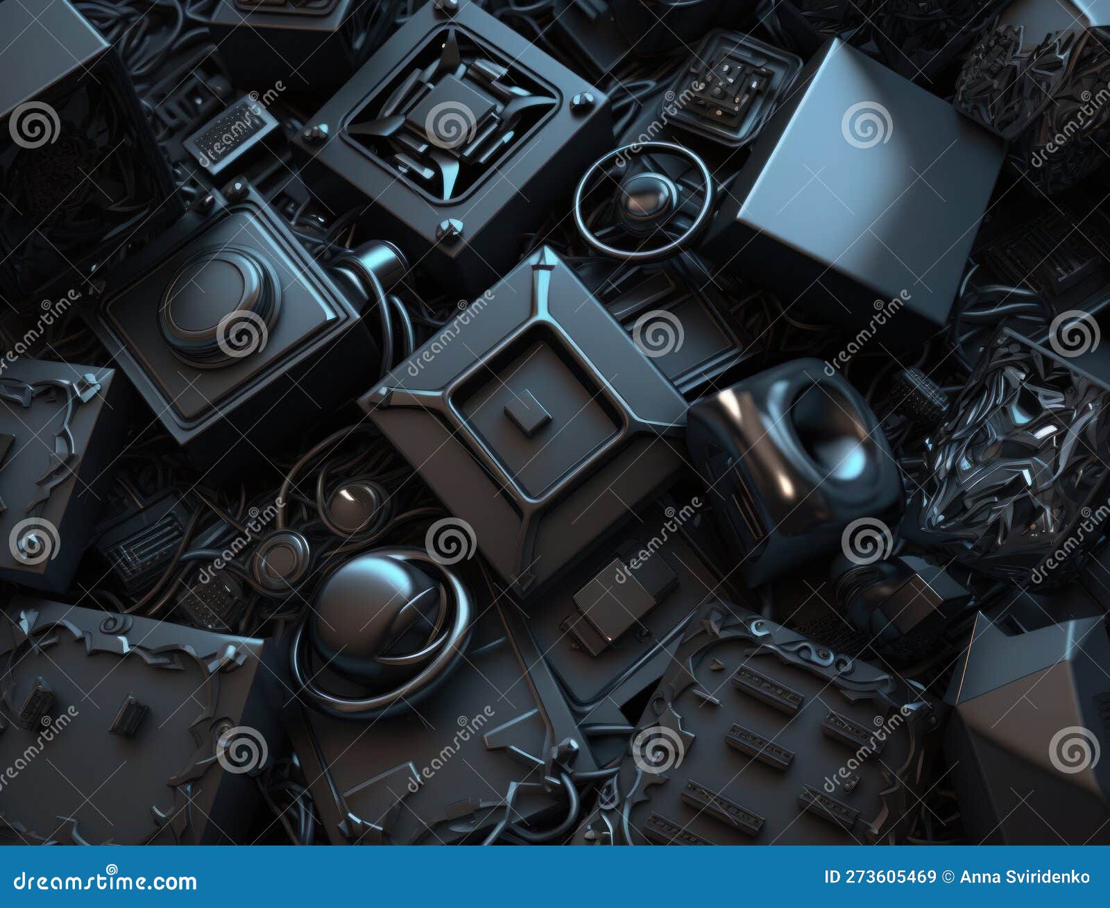 Abstract Black Geometric Background Various Shapes Flat Lay Created ...