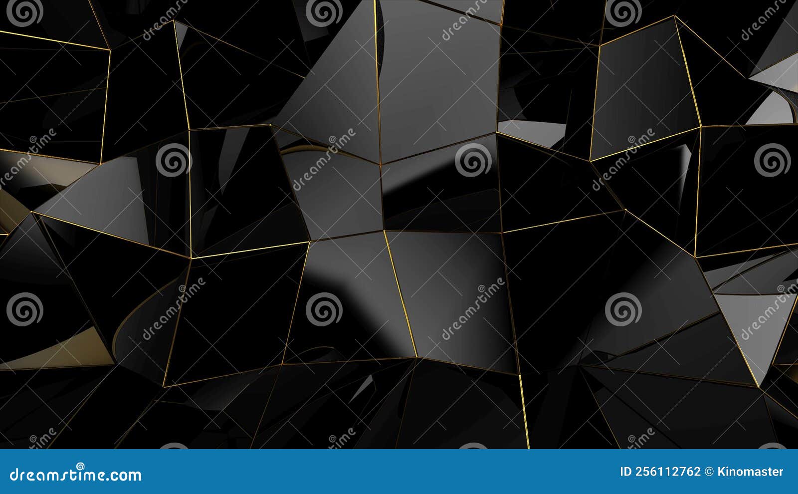 Abstract Black Geometric Bumpy Surface with Kinks from Glossy Blocks ...