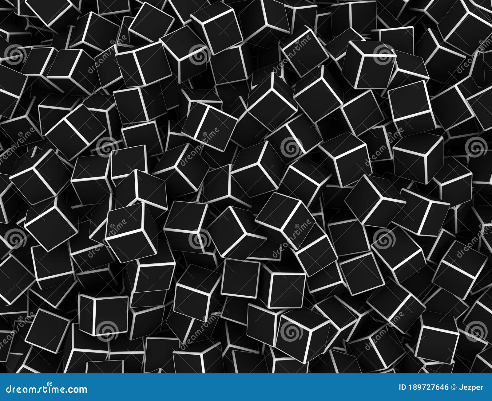 Abstract Black Geometric Shapes of Blocks or Cubes Background. Stock ...