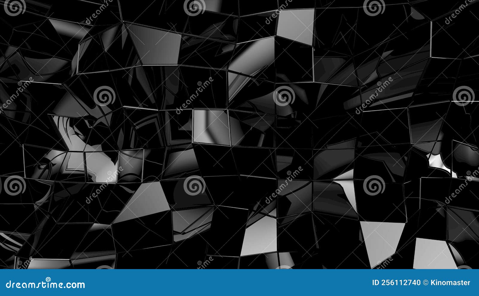 Abstract Black Geometric Uneven Bumpy Surface with Kinks from Glossy ...