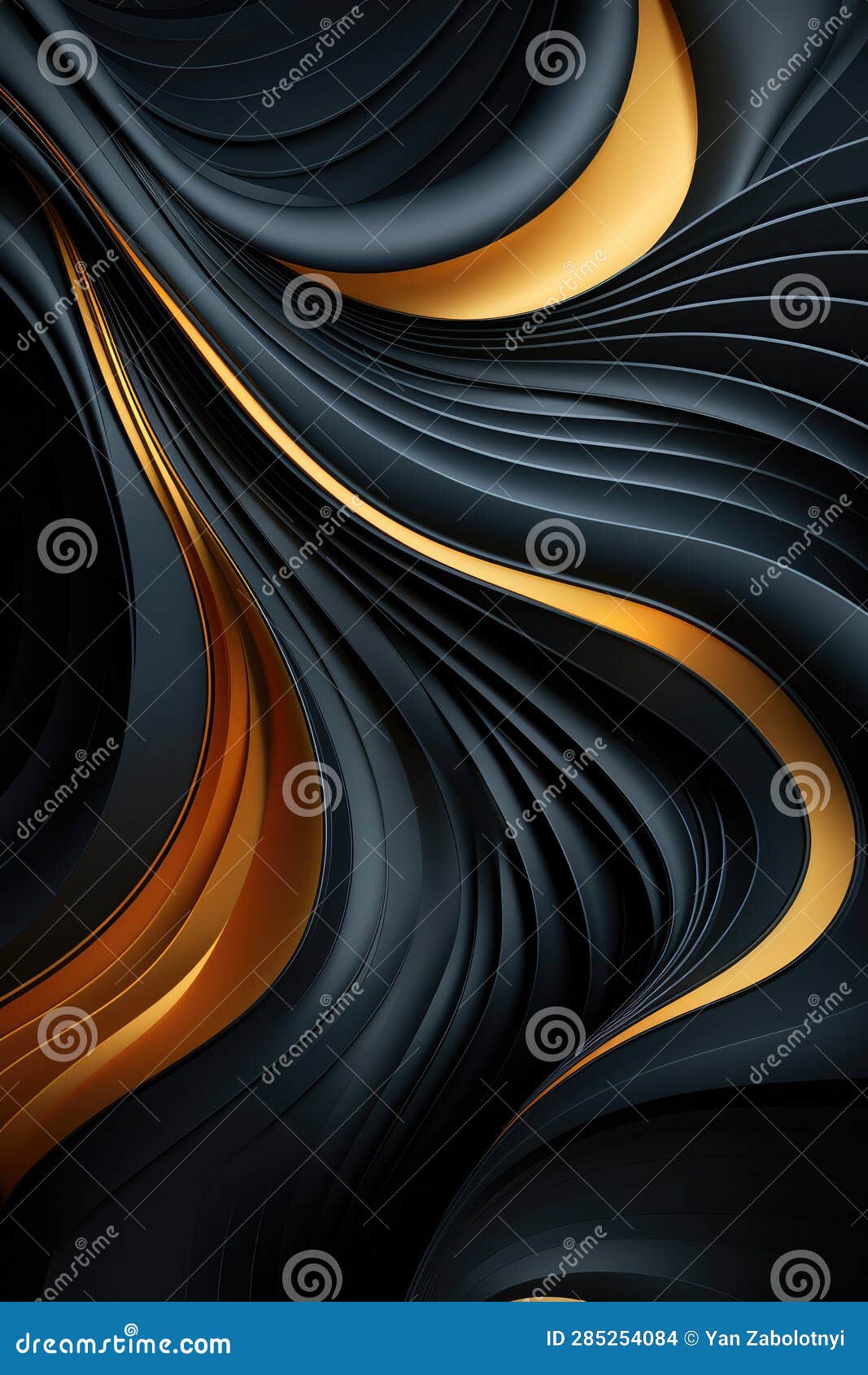 An Abstract Black and Gold Background with Curves Stock Illustration ...