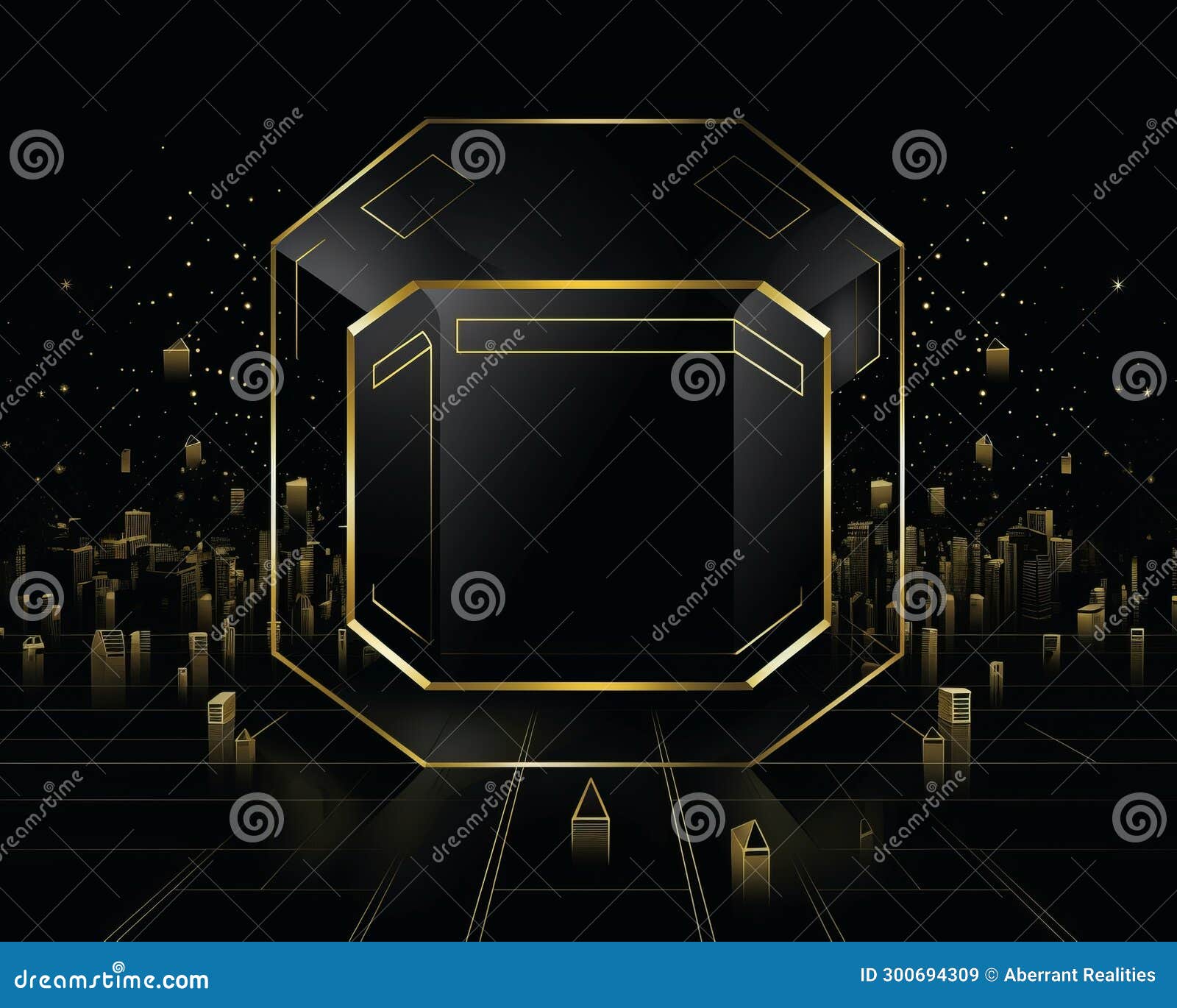 An Abstract Black and Gold Background with a Diamond in the Center ...