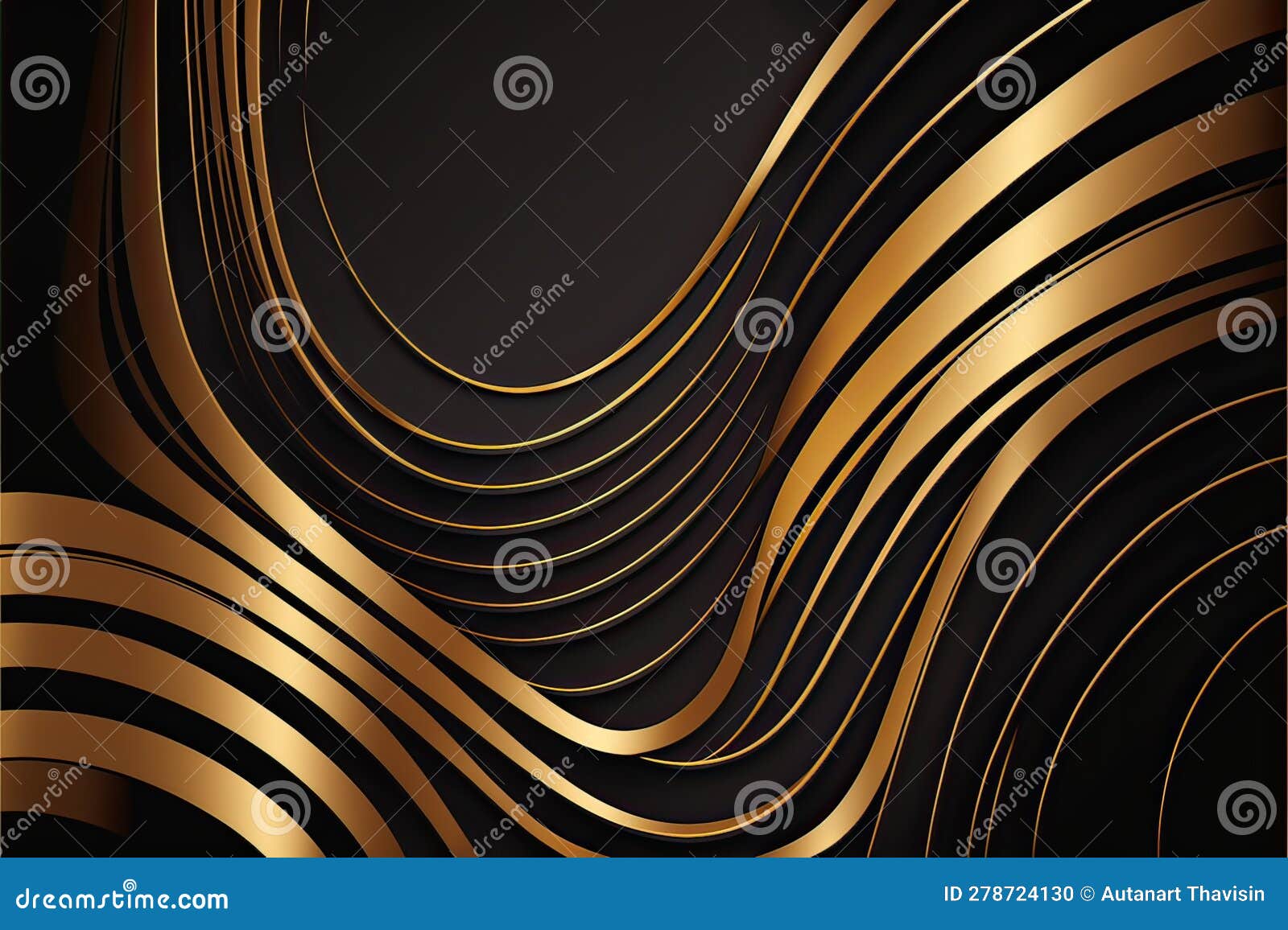 Abstract Black and Gold Background with Wavy Lines. (Ai Generated ...