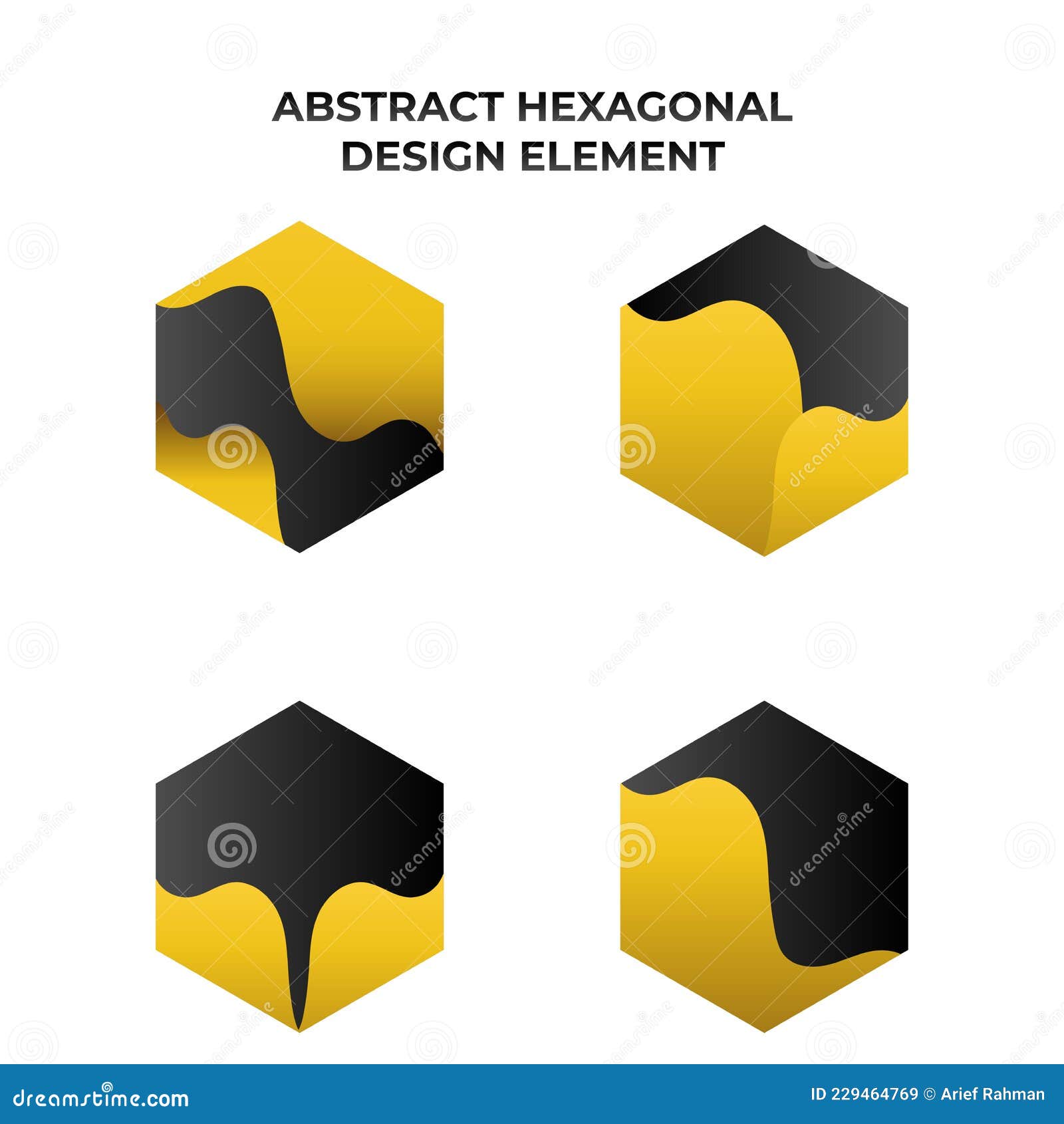 Abstract Black Gold Liquid Hexagonal Shape Design Stock Vector ...
