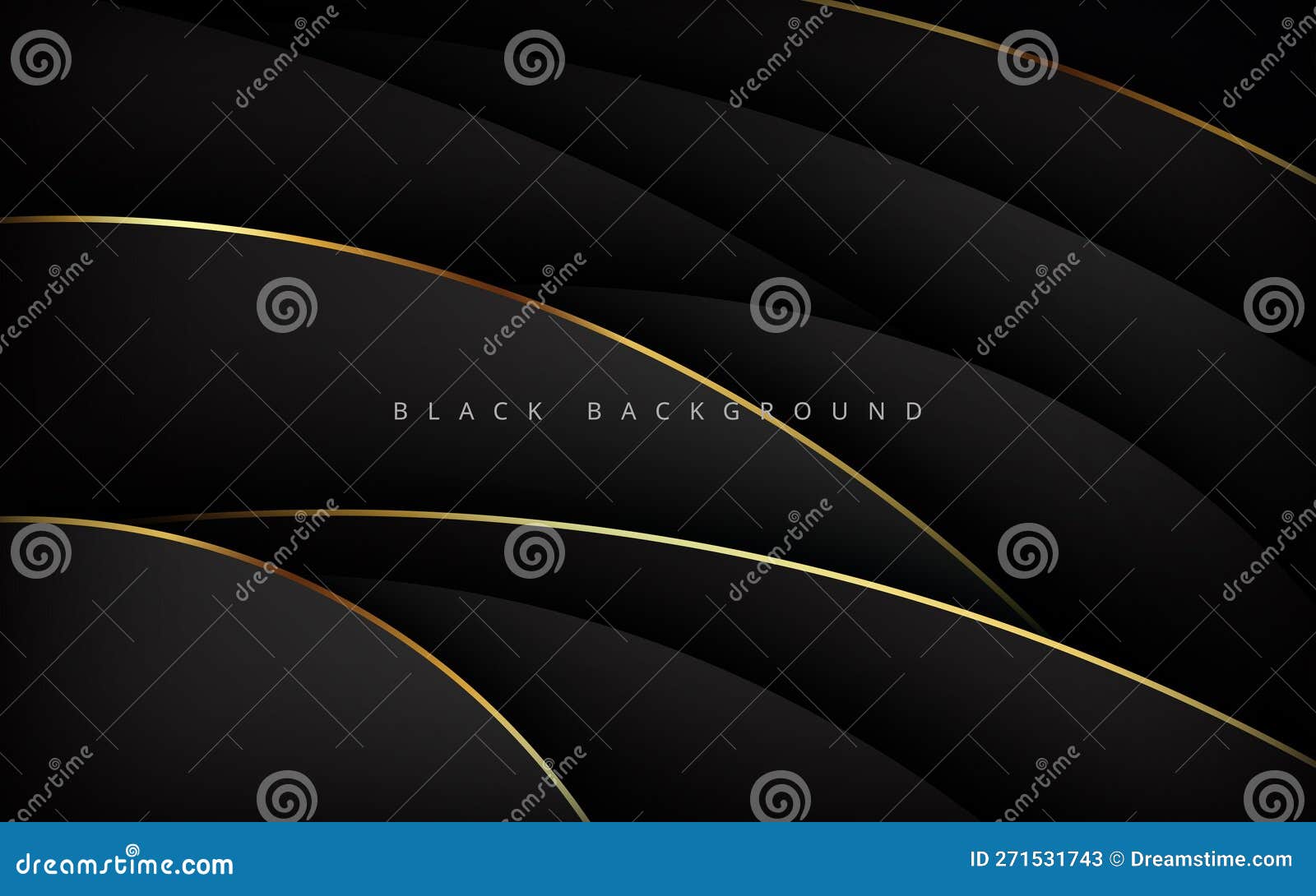 Abstract Black Golden Line Curve Overlap Layers Background. Stock ...