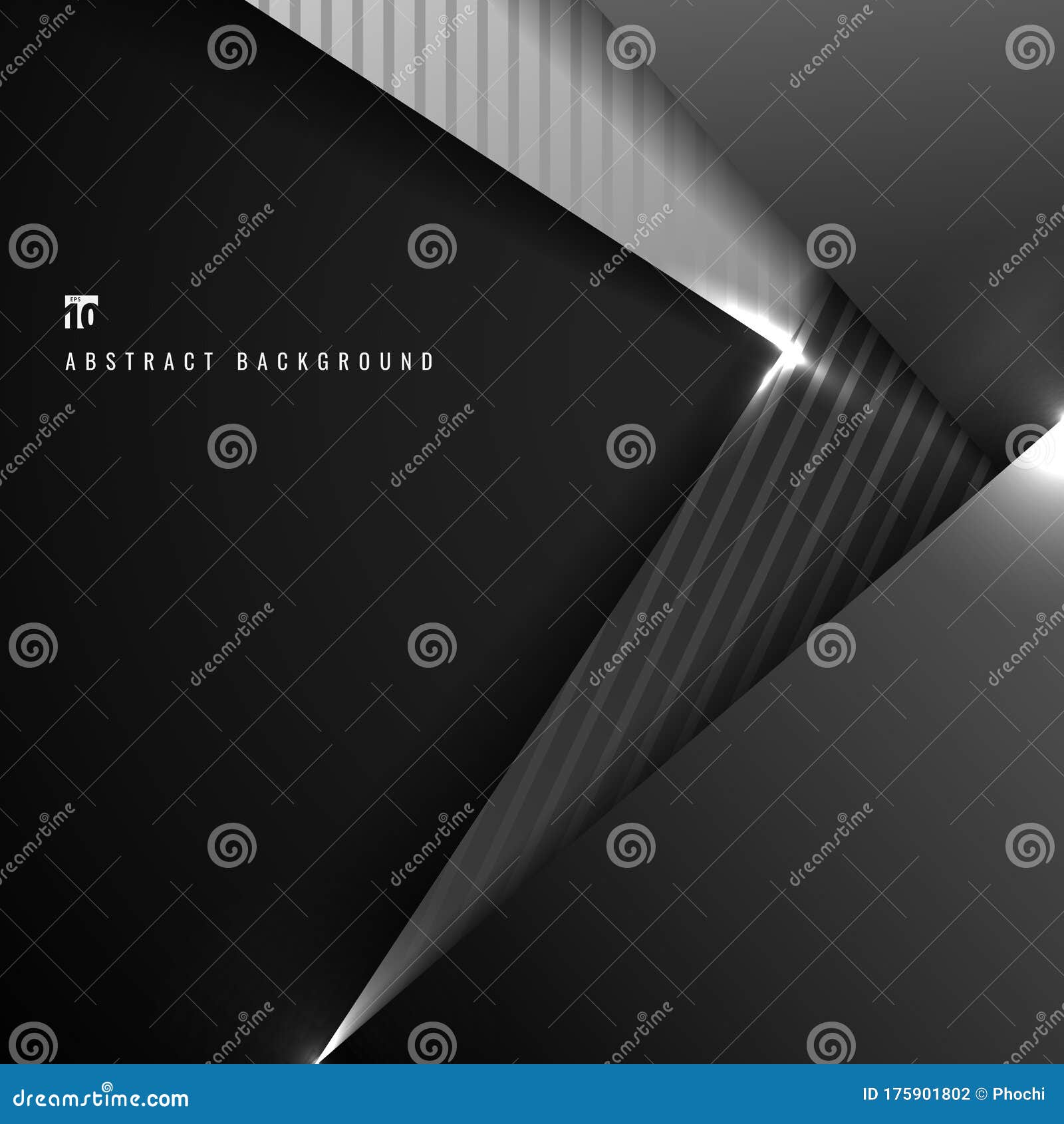 Abstract Black and Gray Geometric Triangle Overlapping Dimension Layer ...
