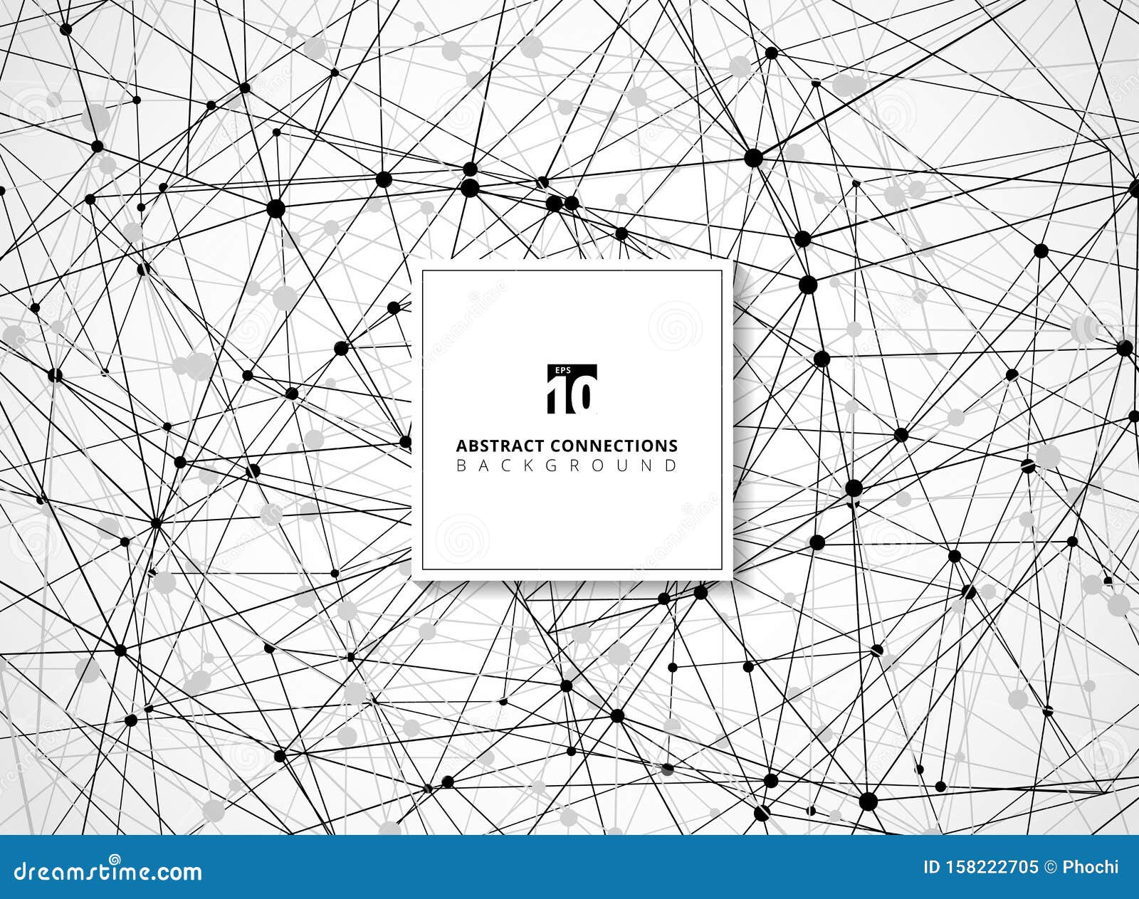 Abstract Black and Gray Wireframe Lines Geometric Connections with ...