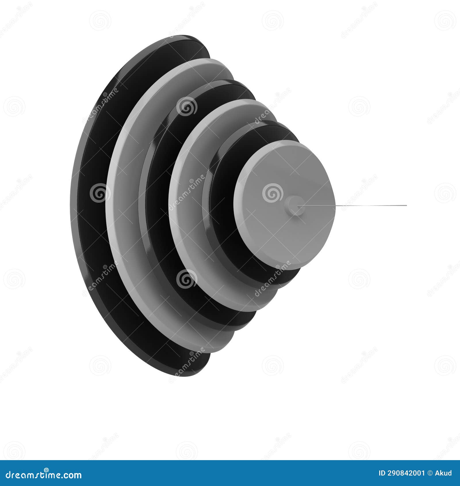 Abstract Black and Grey Curved Disk Shapes Isolated on White Background ...