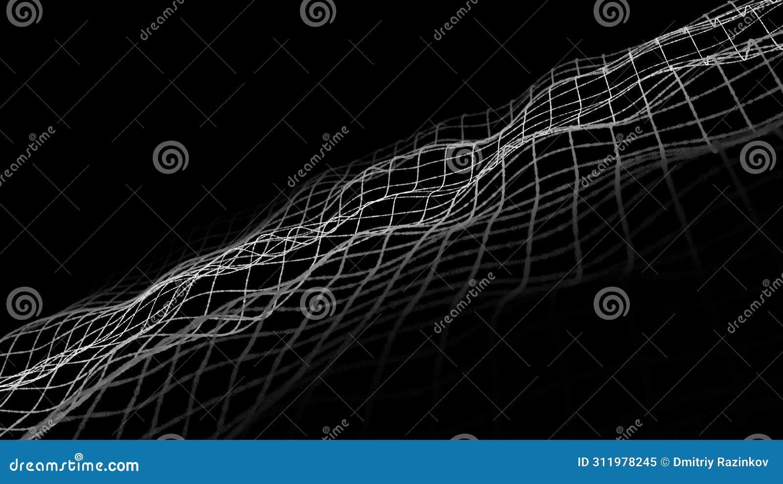 Abstract Black Grid Waves on Dark Background Stock Vector ...