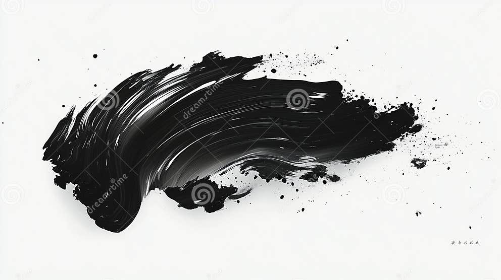 Abstract Black Ink Brushstroke Artwork with Dynamic Flow and Texture ...
