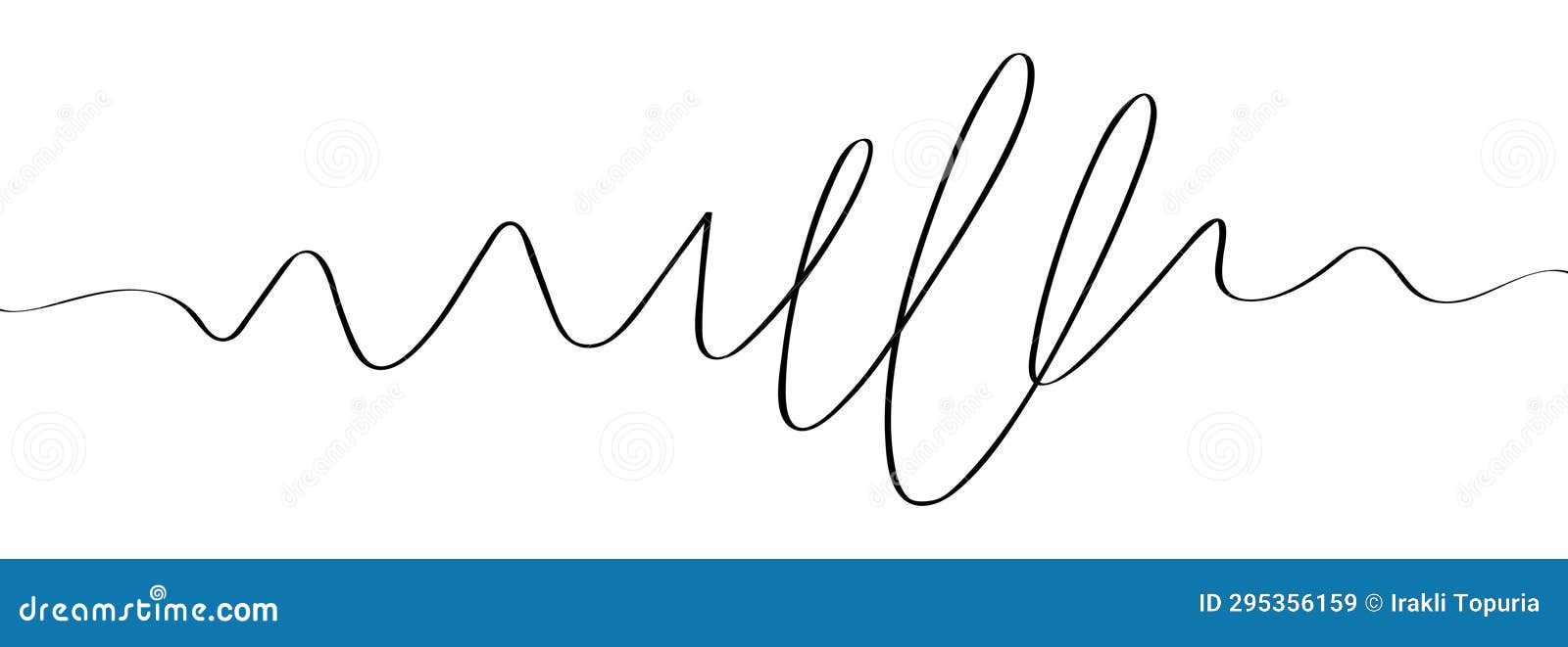 Abstract Black Ink Curly Line, Isolated on White Background. Vector ...