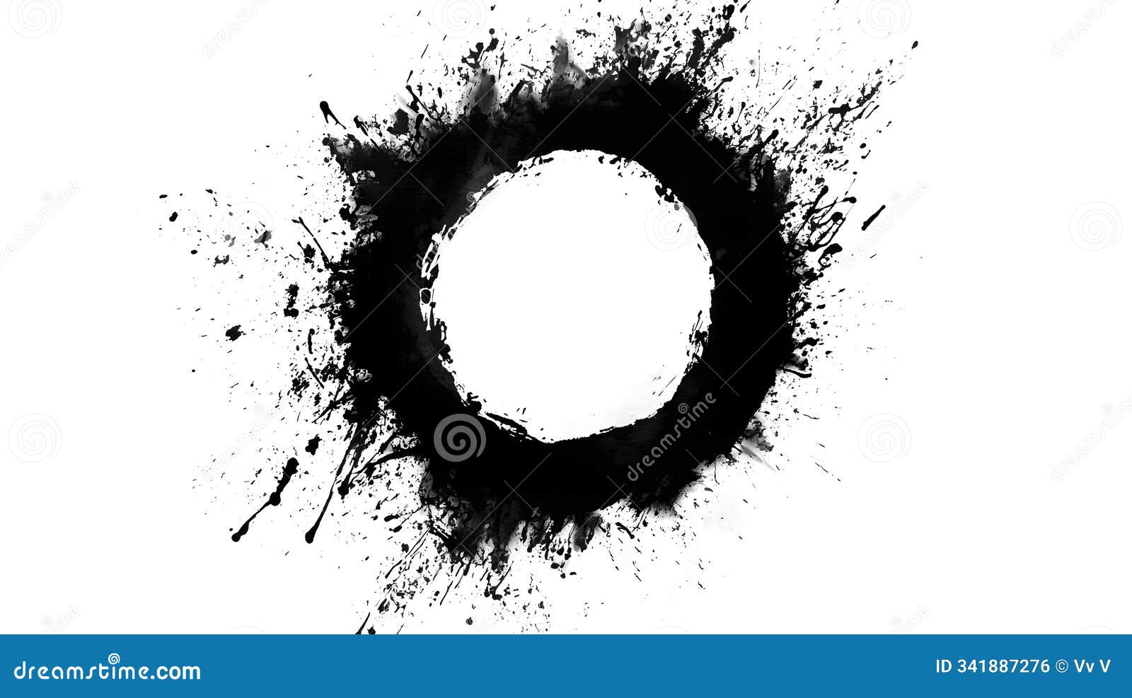 Abstract Black Ink Splatter Circle Design Stock Illustration ...