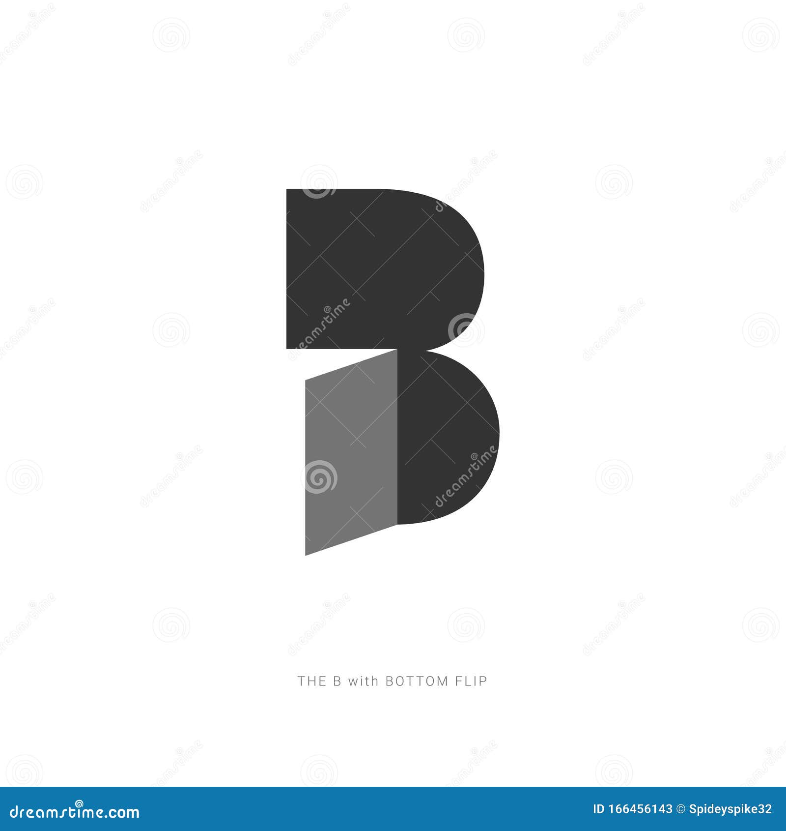Abstract Black Letter B with Flip on the Bottom Stock Vector ...