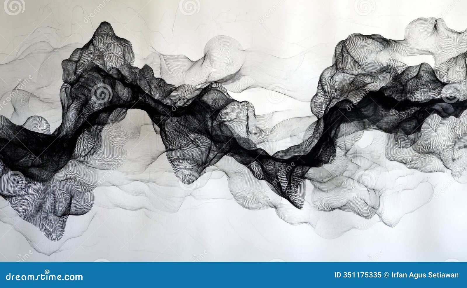 Abstract Black Line Art Wave Design Stock Illustration - Illustration ...