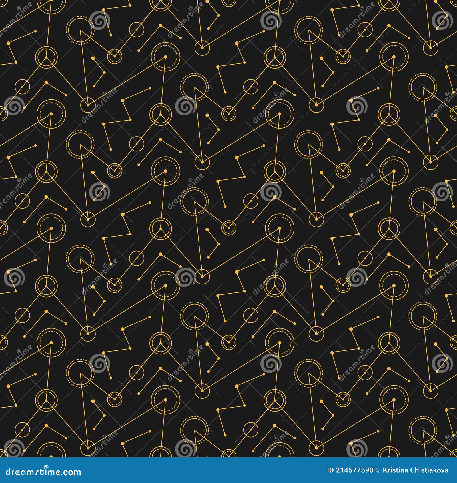 Abstract Black Mechanical Circles Lines. Seamless Pattern Stock Vector ...