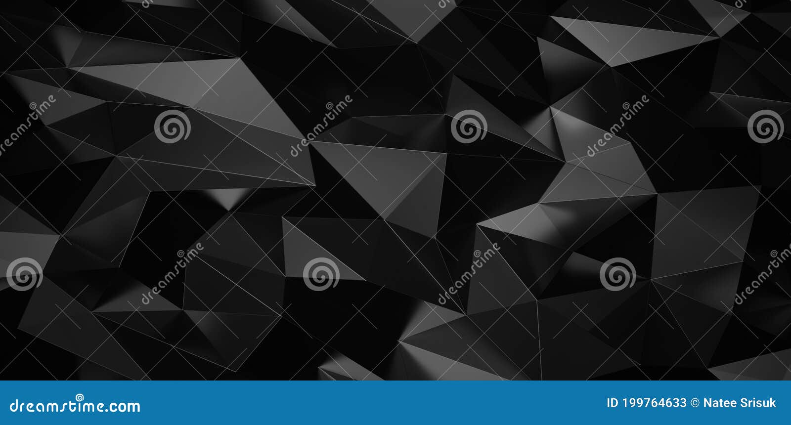 Abstract Black Metal Geometric Triangles Background 3d Render Stock ...