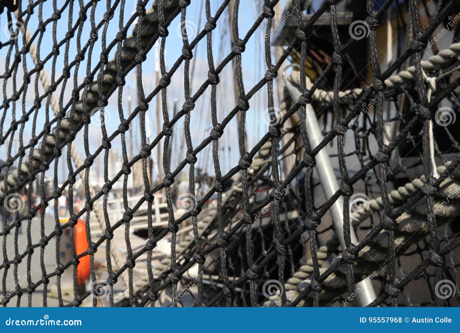 Abstract Black Netting on Old Clipper Ship in Harbour. Stock Photo ...