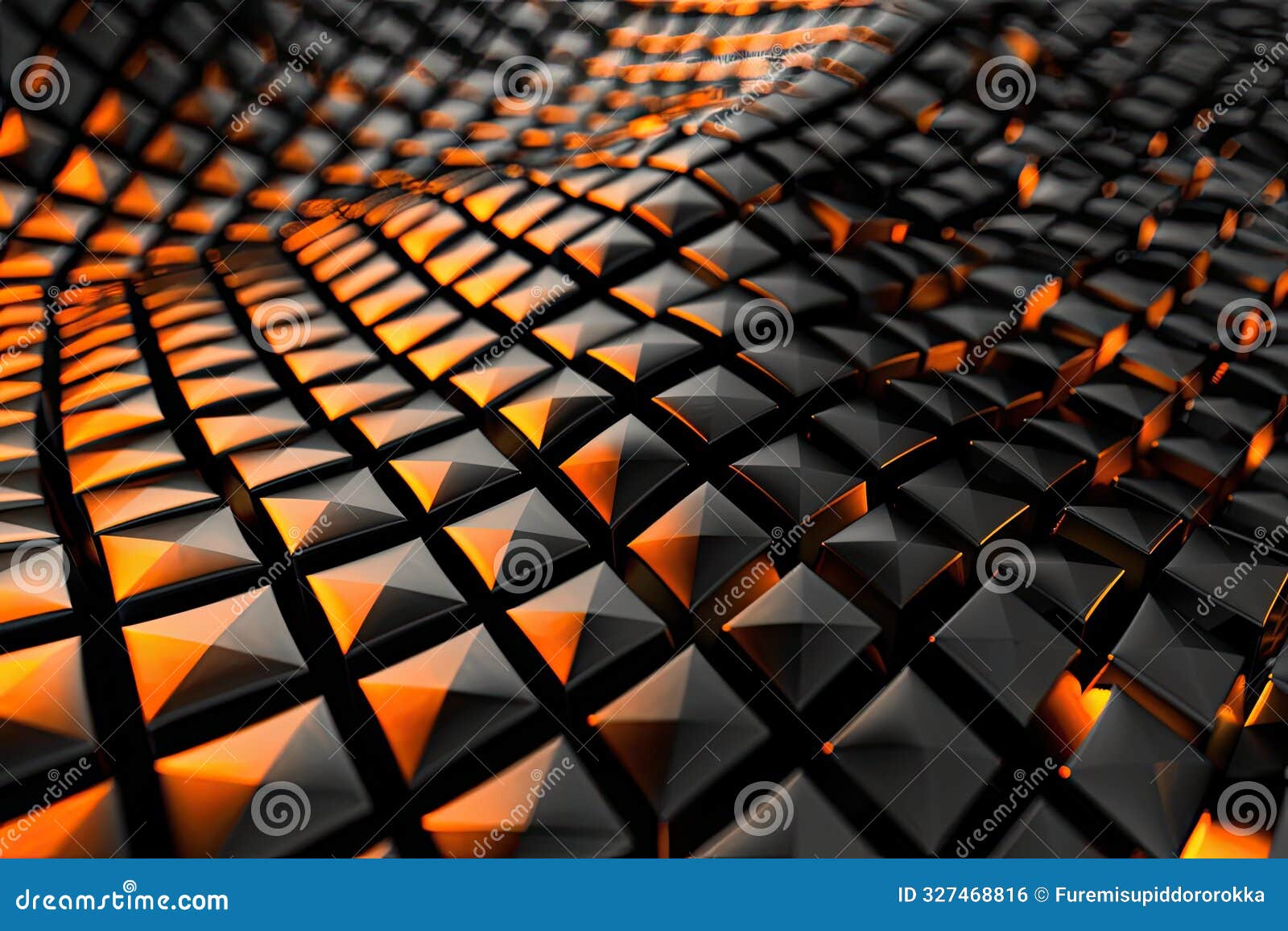 Abstract Black and Orange Background with a 3D Grid Effect Stock Illustration - Illustration of ...