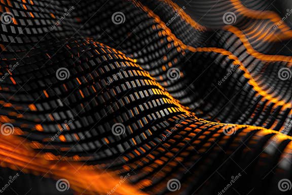 Abstract Black and Orange Background with a 3D Grid Effect Stock Illustration - Illustration of ...