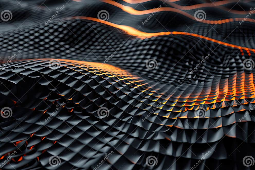 Abstract Black and Orange Background with a 3D Grid Effect Stock Illustration - Illustration of ...