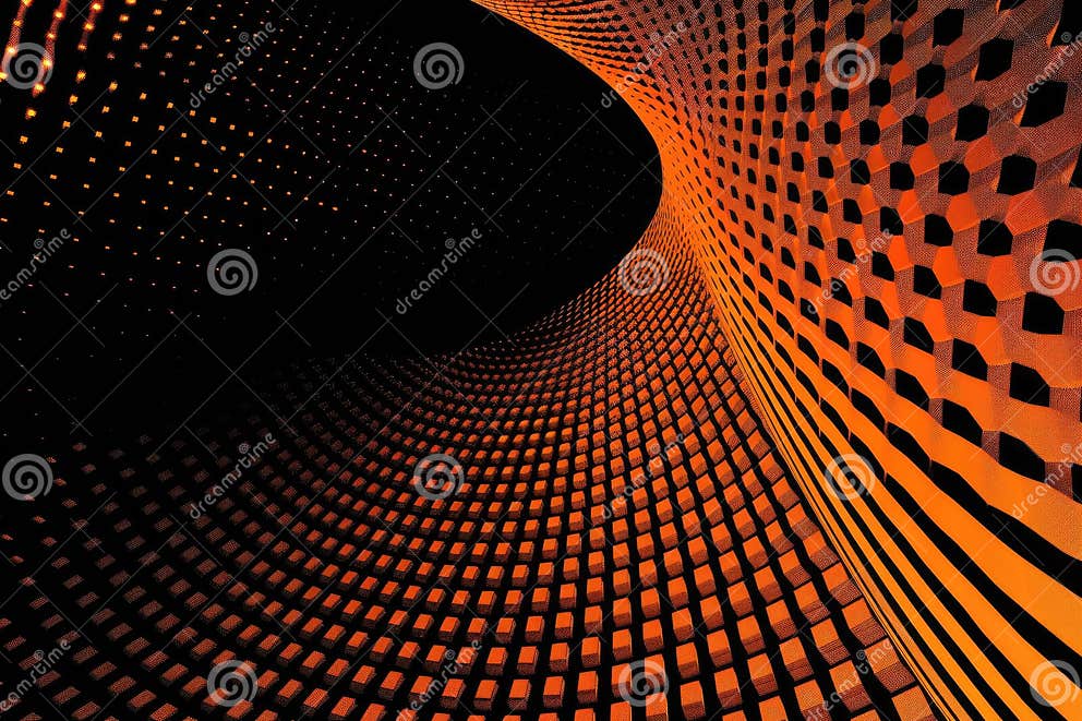 Abstract Black and Orange Background with a 3D Grid Effect Stock Illustration - Illustration of ...