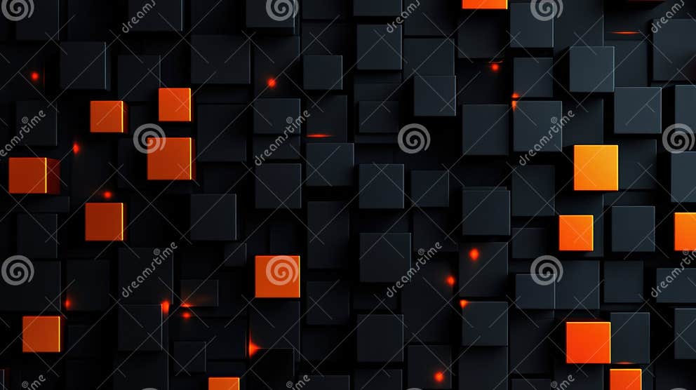 Abstract Black and Orange Cube Pattern. Stock Illustration ...