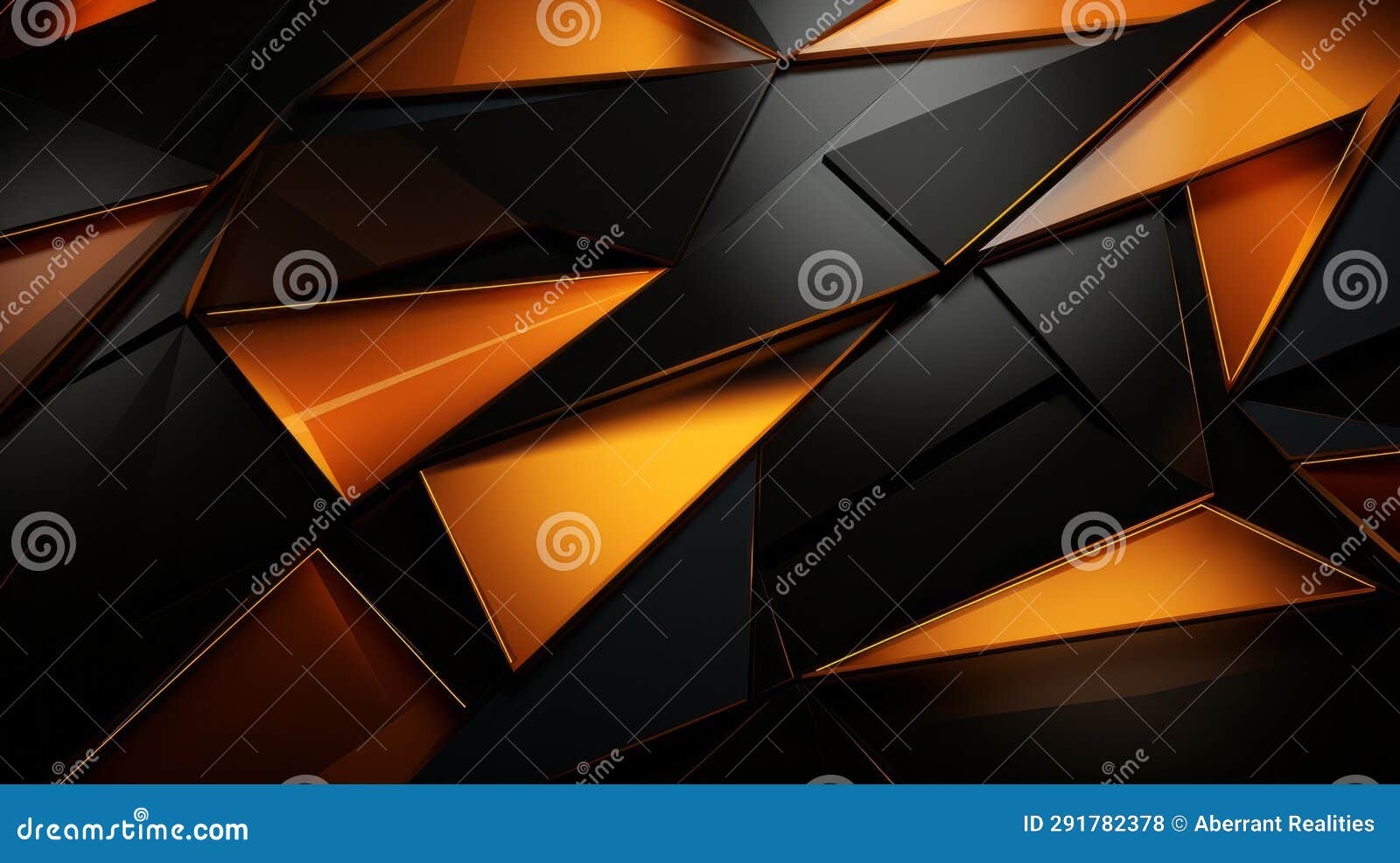 Abstract Black and Orange Triangles on a Black Background Stock Illustration - Illustration of ...