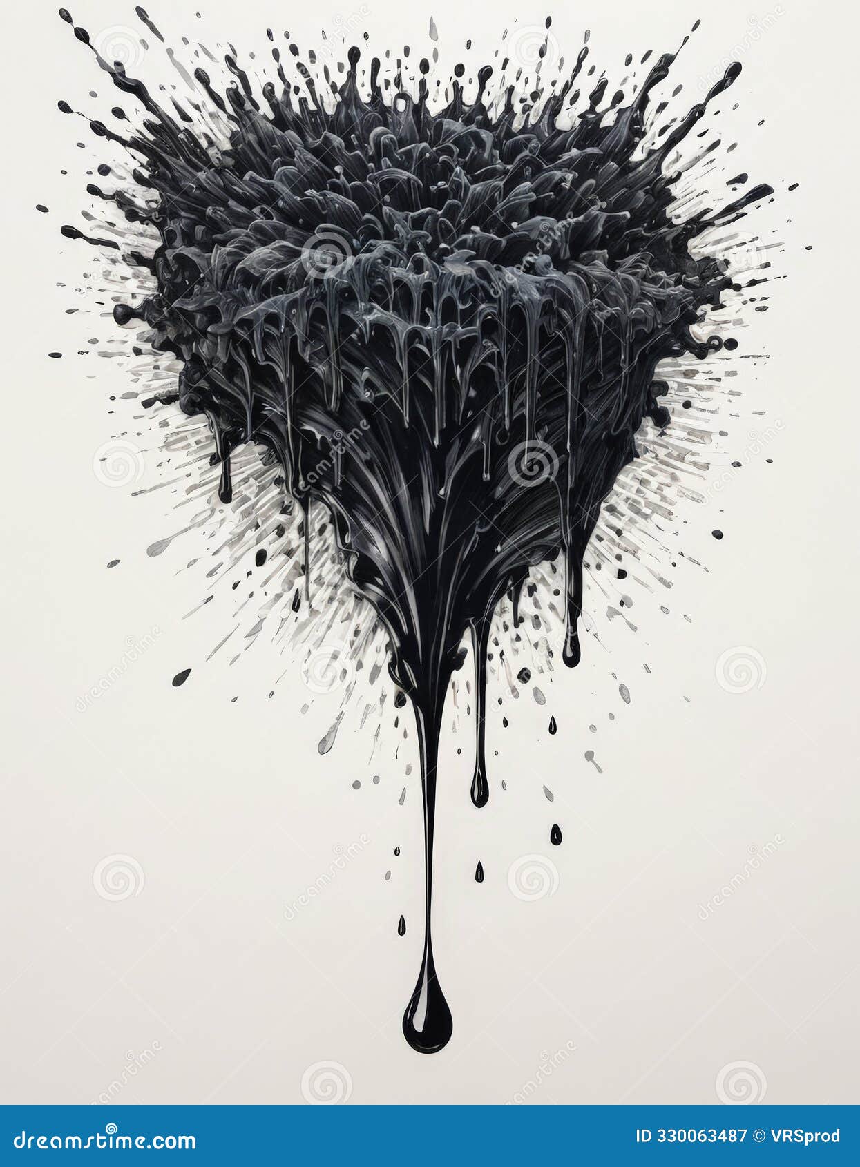 Abstract Black Paint Splash on White Background Stock Illustration ...