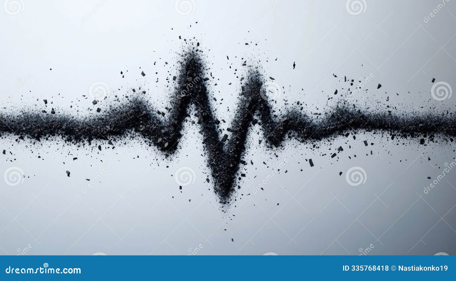 Abstract Black Particles Forming a Cardiogram Waveform on White ...