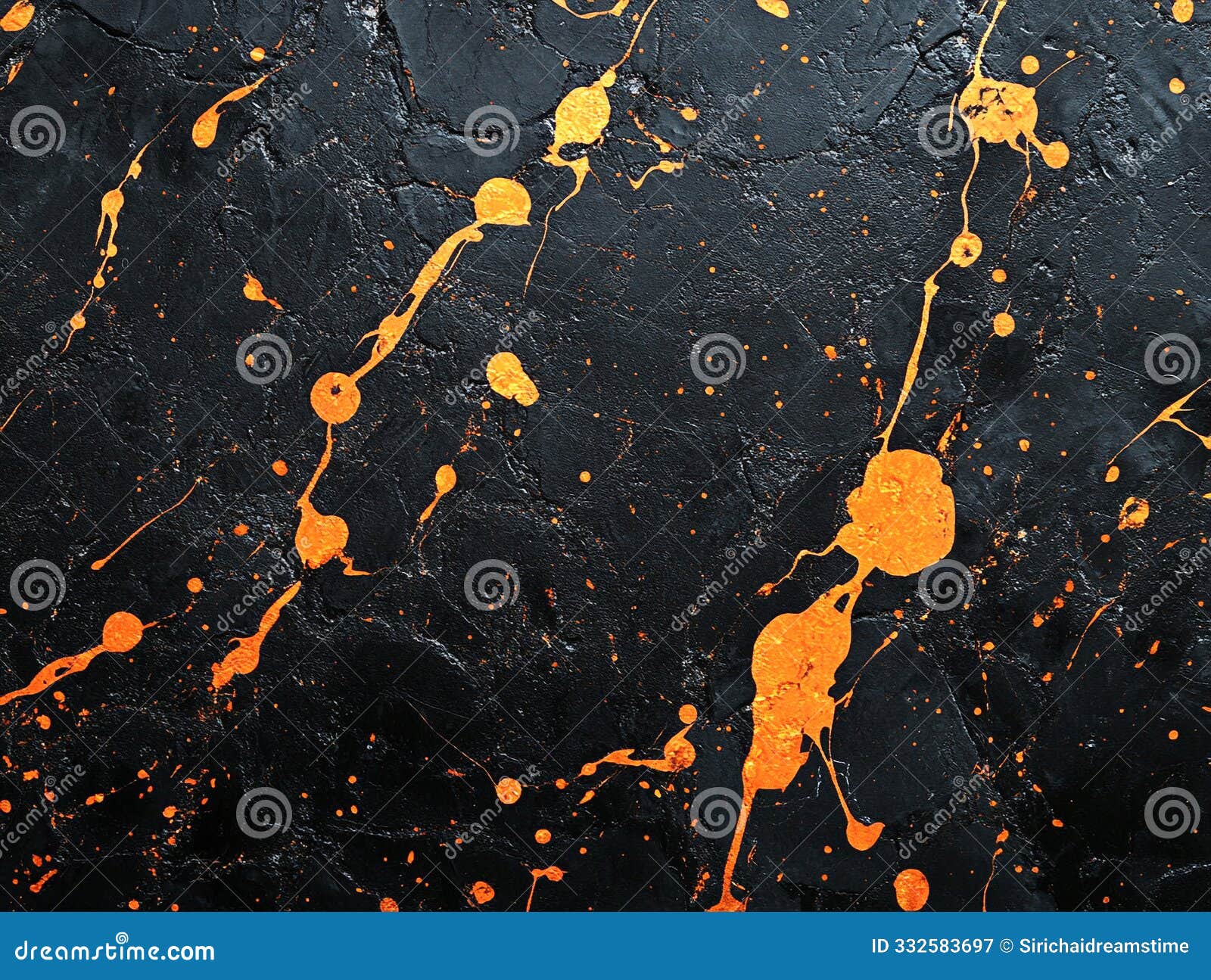 Abstract Black Pattern with Orange Paint Splatter Stock Illustration ...