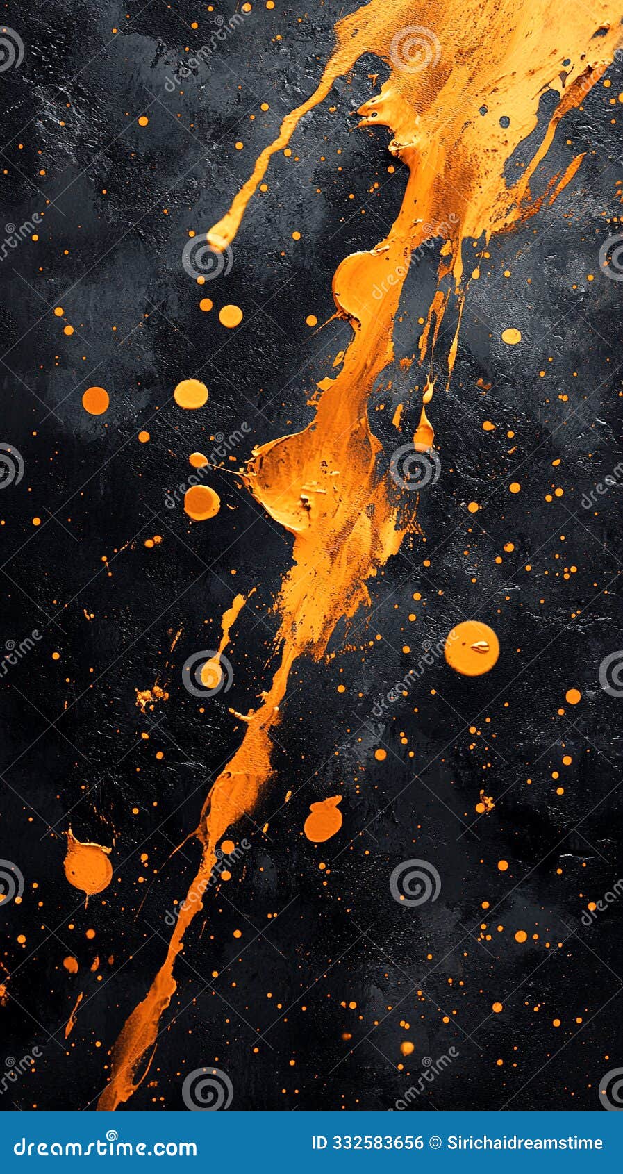 Abstract Black Pattern with Orange Paint Splatter Stock Illustration ...