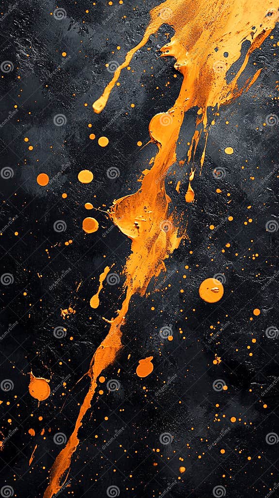 Abstract Black Pattern with Orange Paint Splatter Stock Illustration ...
